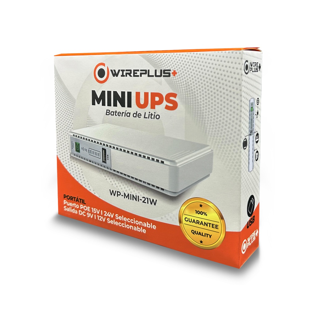 MINI DC UPS 21W 2200MAHx4 120V/AC INPUT OUTPUT USB 5V DC 9V O 12V, POE 15V/24V | Grupo Plus